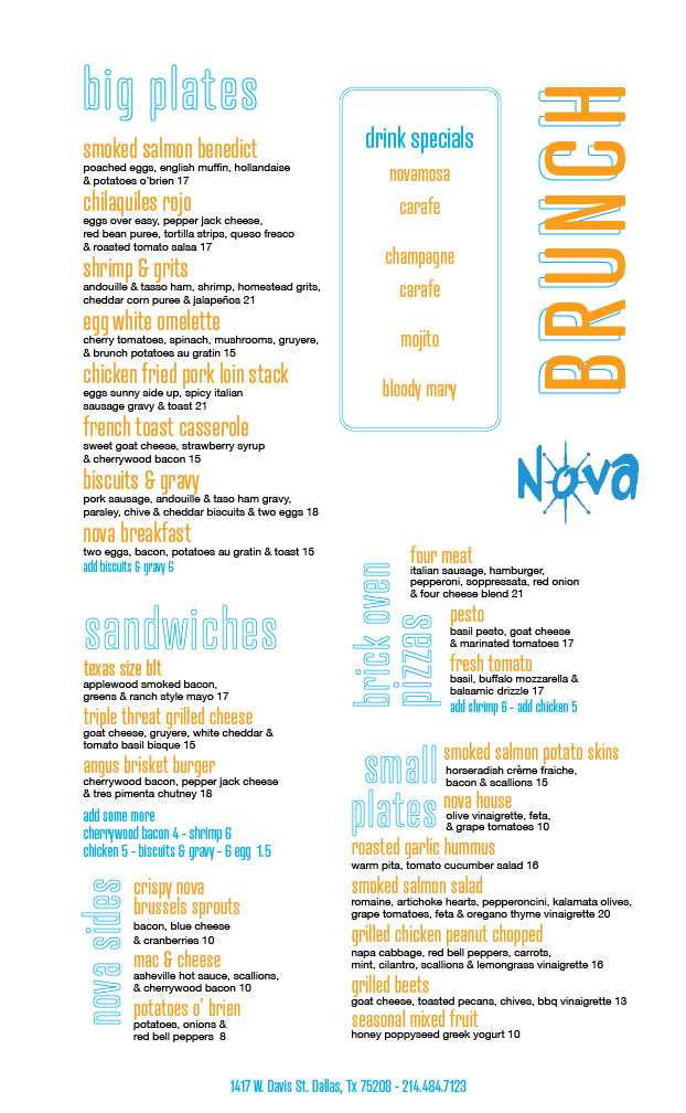 Menu - Nova – Dallas Gastropub