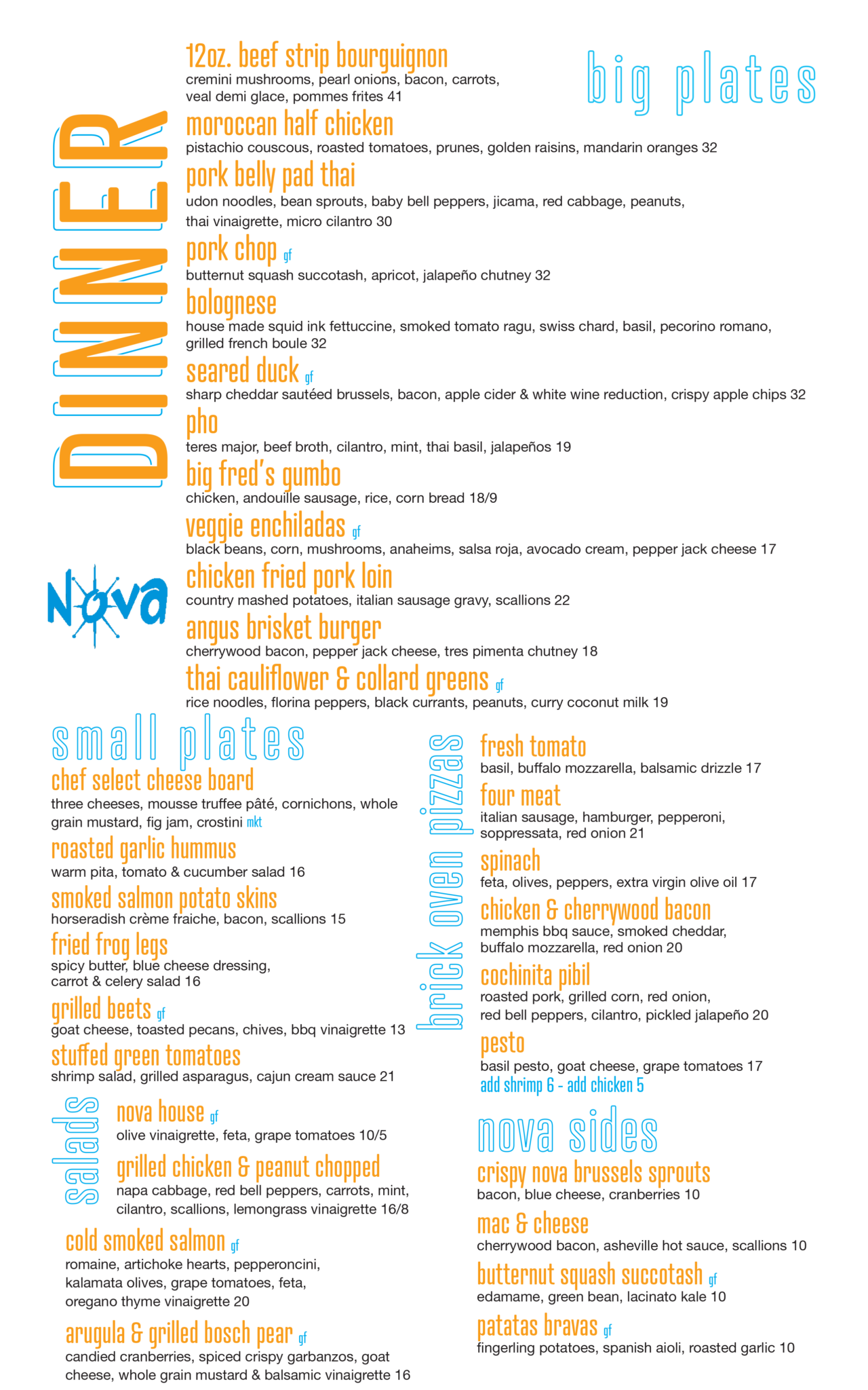 Menu - Nova – Dallas Gastropub