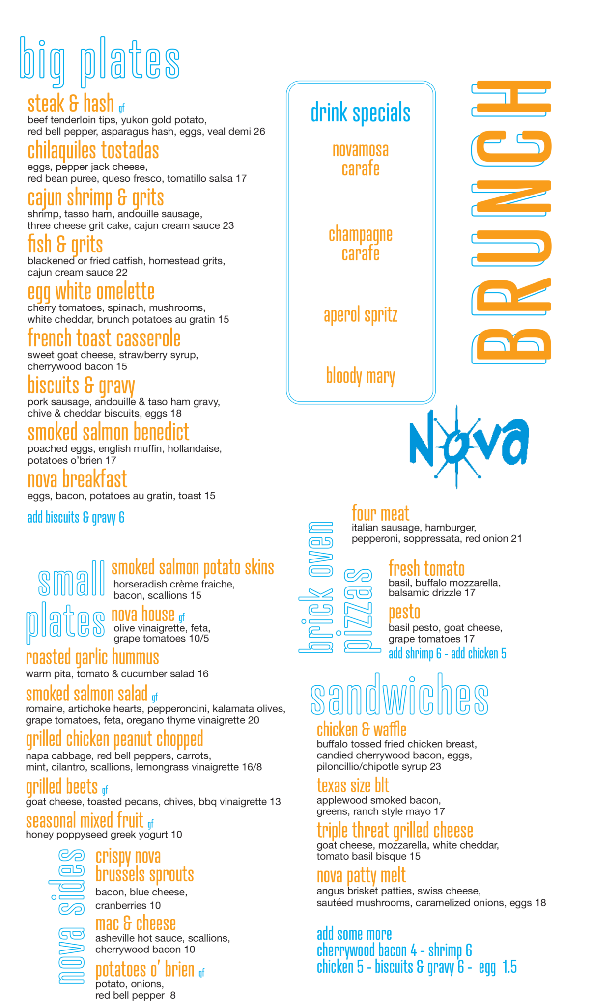 Menu - Nova – Dallas Gastropub